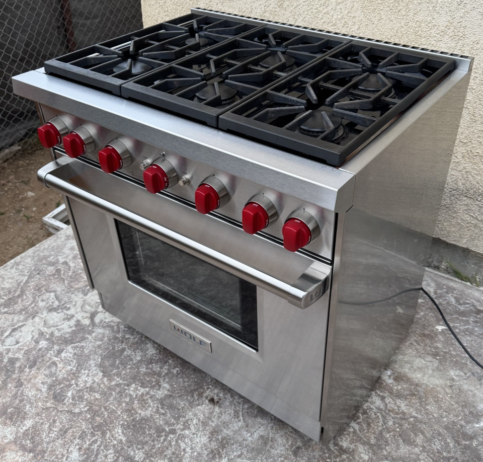 Wolf GR366 - 36" Professional All Gas Range Oven 6 Burner Red Knobs | eBay