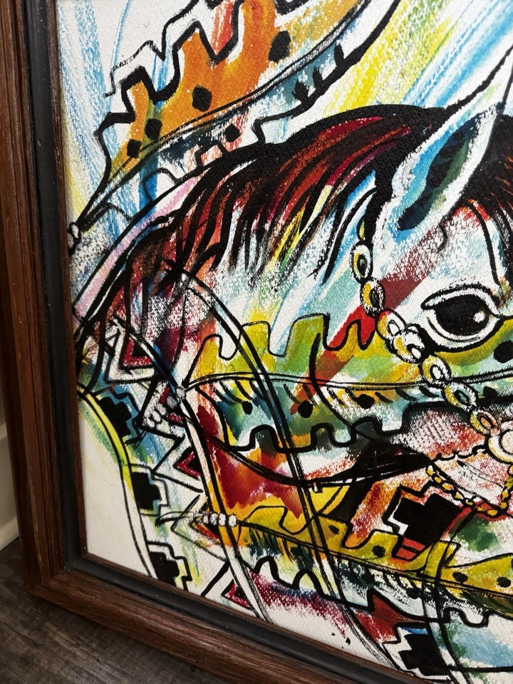 Abstract Painted Pony And Native In Full Regalia Titled “Indian Dance ...