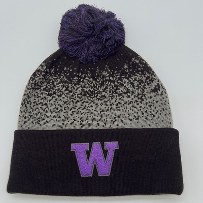 Adidas Washington Huskies Beanie Pom Pom Knit Hat Cap Black Purple | eBay