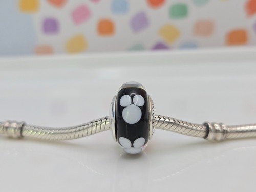 Authentic Pandora Disney Mickey Mouse Black Signature Classic Murano ...