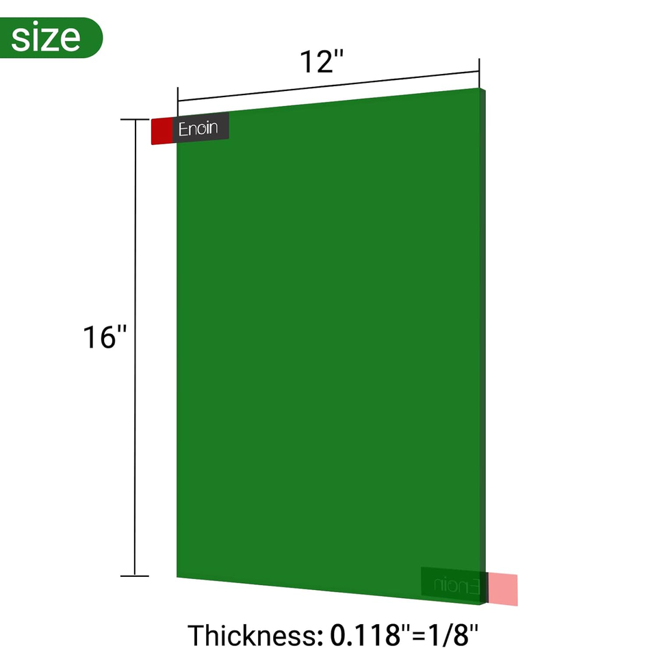2 Pack 12X16 Inches Green Translucent Acrylic/Plexiglass Sheet 0.118 ...