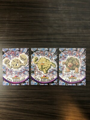 x3 Evolution Line Geodude Graveler Golem ALL BLACK LOGOS Pokemon Topps ...