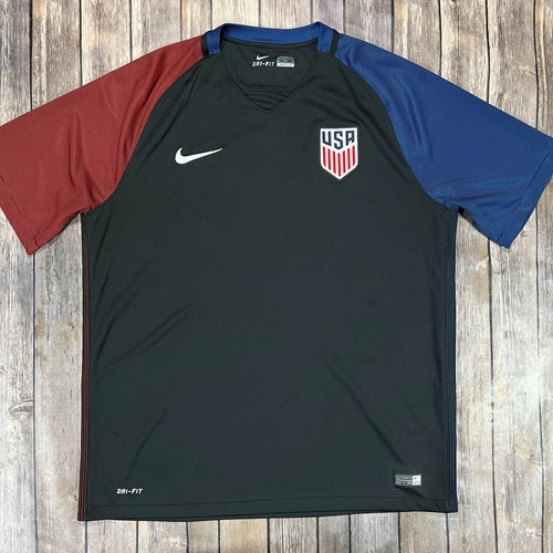 USA Soccer 2016 Nike Away Jersey Kit USMNT XL Mens Black Red Blue ...