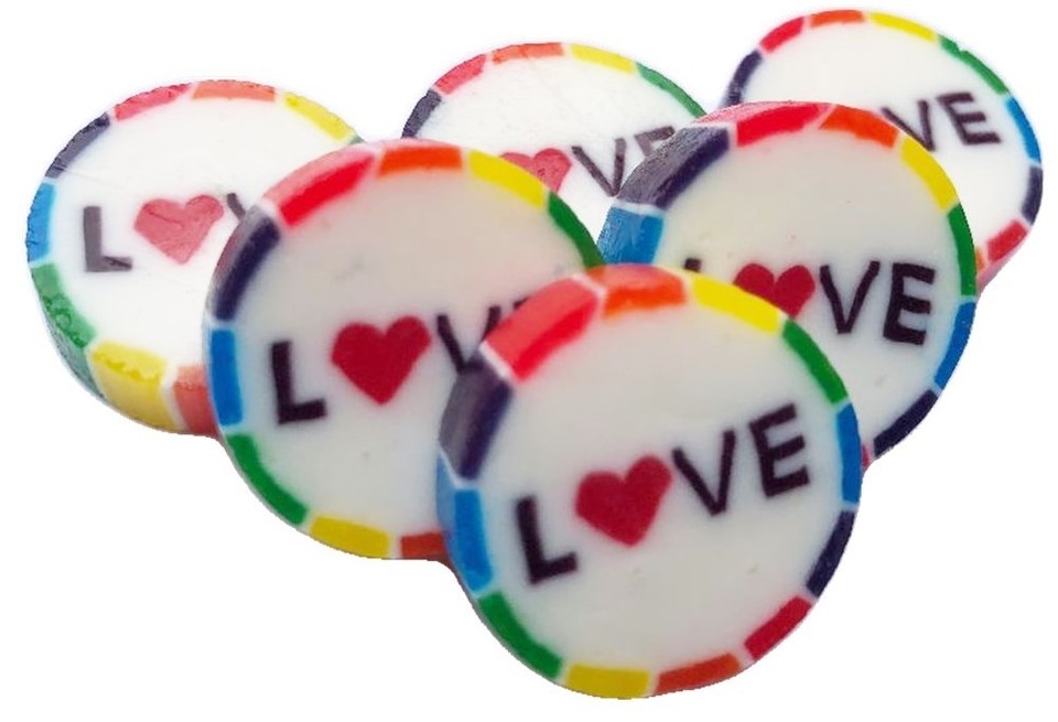 LOVE Rainbow Wrapped Rock Candy Sweets Pride #lgbtq Vegan Pink Lemonade ...