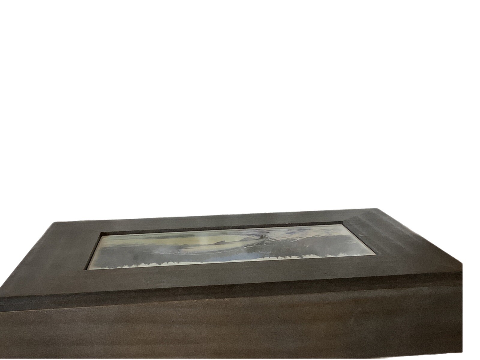 F.W. Thomas artist, ceramic tile & wood fishing themed,trinket box, 11 ...