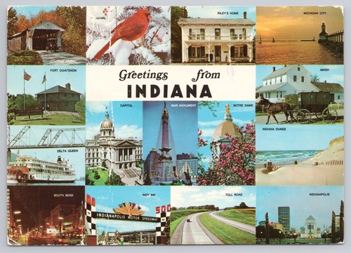 Postcard Greetings From Indiana Multi View c1975 | eBay