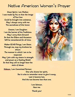 Native American Woman's Prayer 8.5x11" Photo Print Spiritual Great ...