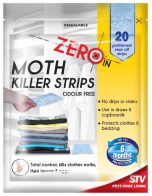 Zero In Moth Killer Strips Odour Free 20 Strips Kills Moths & Eggs ...