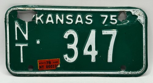 Old 75 KS. MC Harley Shovelhead Vintage 1975 Kansas Motorcycle license ...
