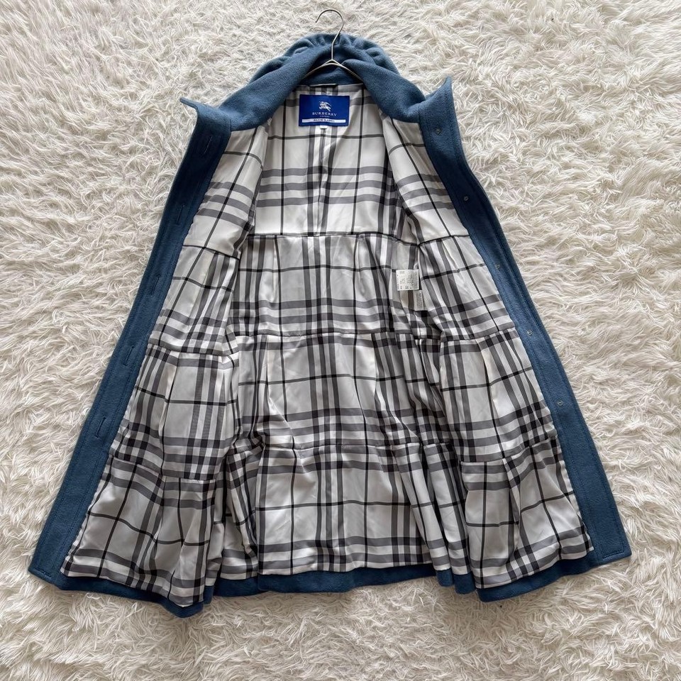 Burberry Blue Label Long Coat Light Blue Size 38 From Japan | eBay