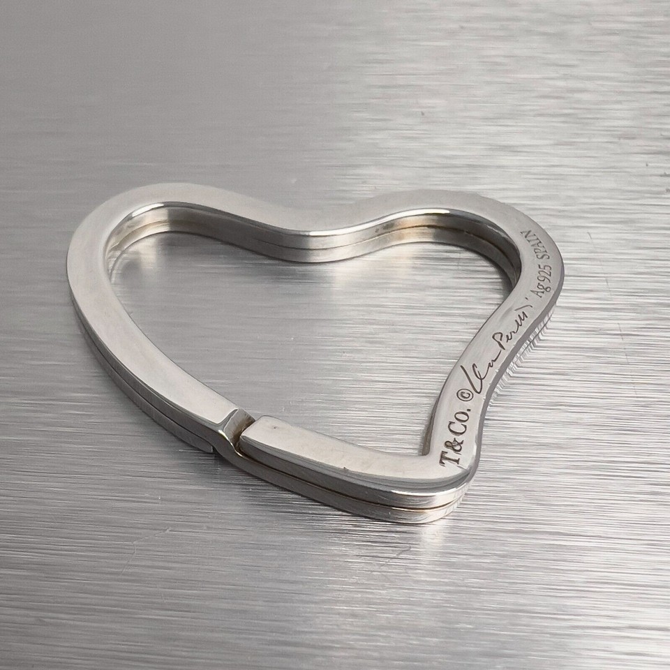 Tiffany & Co. 925 Sterling Silver Elsa Peretti Open Heart Key Ring Fob ...