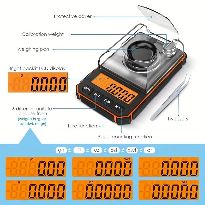 0.001G Professional Jewelry Scale 50G Electronic Display Precision Mini ...