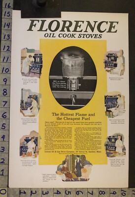 1918 FLORENCE OIL COOK STOVE KITCHEN OVEN RANGE HOUSEHOLD HOME DECOR AD ...