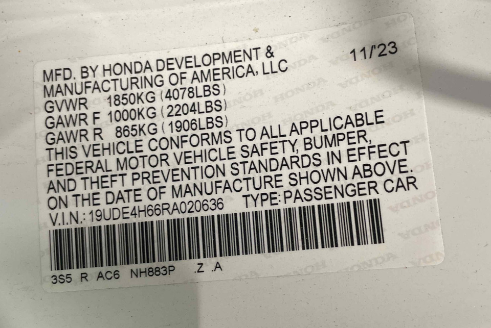 2024 Acura Integra A-Spec OEM Rear Trunk Lid Door Hatch Panel White ...
