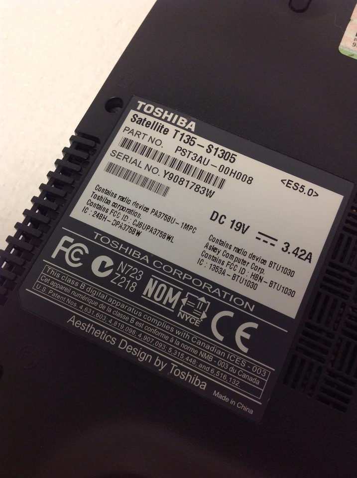 TOSHIBA T135-S1305 Intel U4100 1.3GHz 13.3" Laptop w/ 320GB HD, 3GB Ram ...