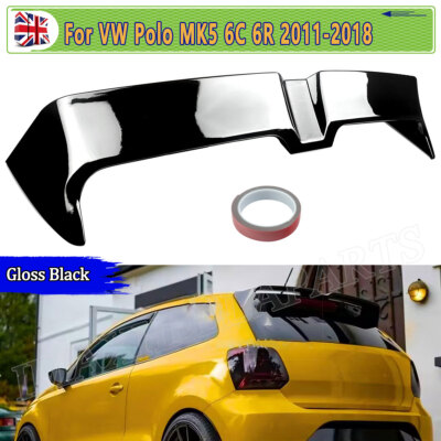 FOR 2009-2017 VW POLO MK5 6R 6C REAR ROOF BOOT SPOILER LIP GLOSS BLACK ...