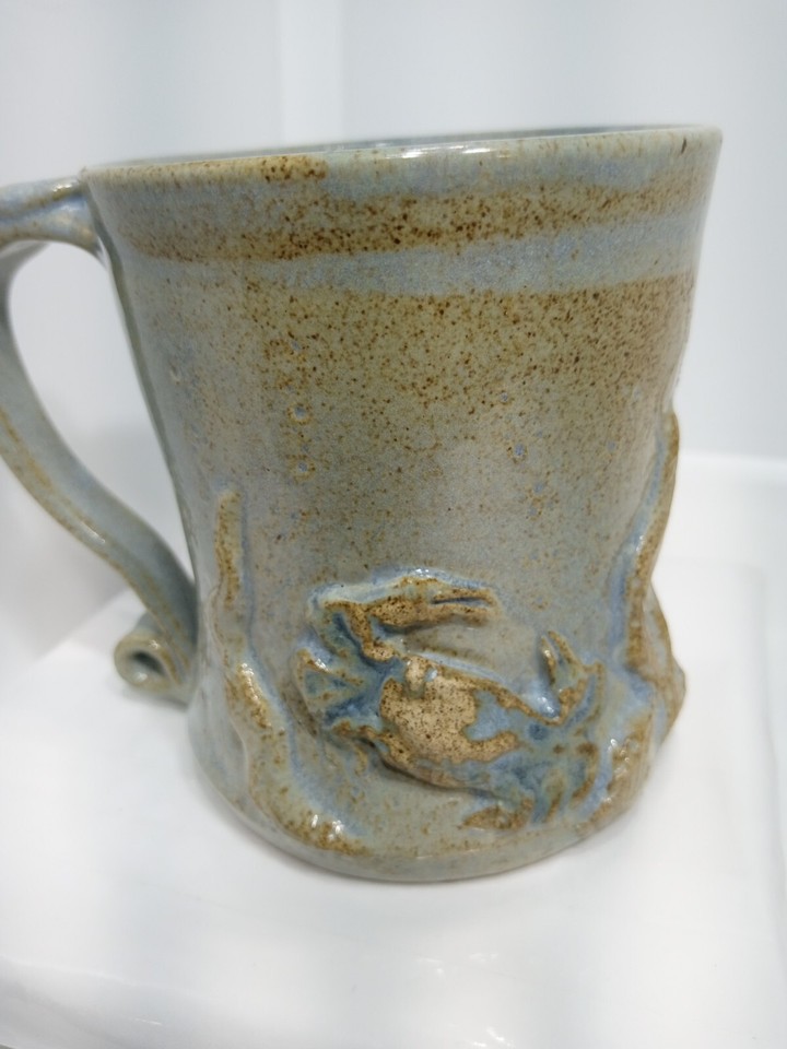 SEA OCEAN LIFE COFFEE MUG. CRAB POTTERY 3D MUG. EMBOSSED CRAB Mug. B282 ...