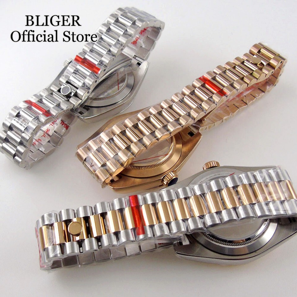 New 36MM 39MM Silver Rose Gold PVD Watch Case Strap Fluted Bezel fit ...