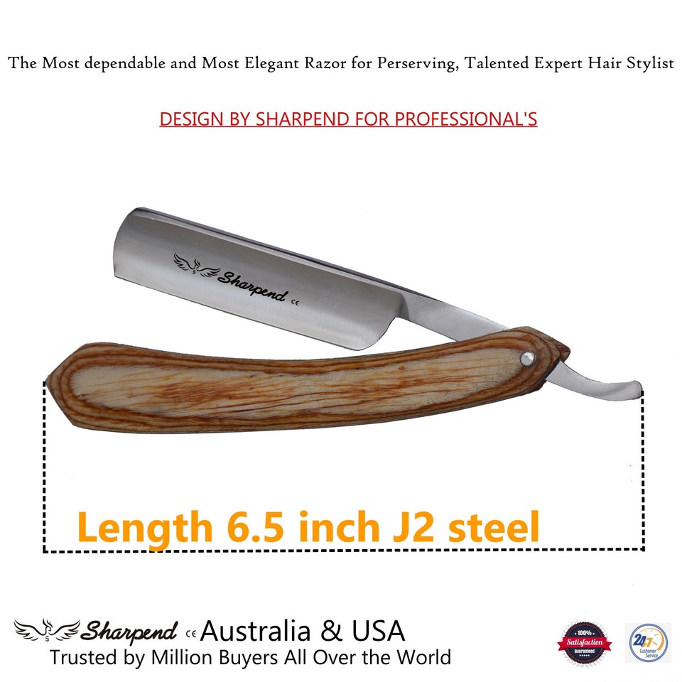BARBER SALON STRAIGHT CUT THROAT WET SHAVING RAZOR+SHARPENING LEATHER ...