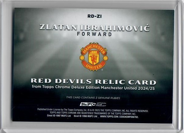 2024-25 Topps Chrome Manchester United Red Devils Relics Zlatan ...