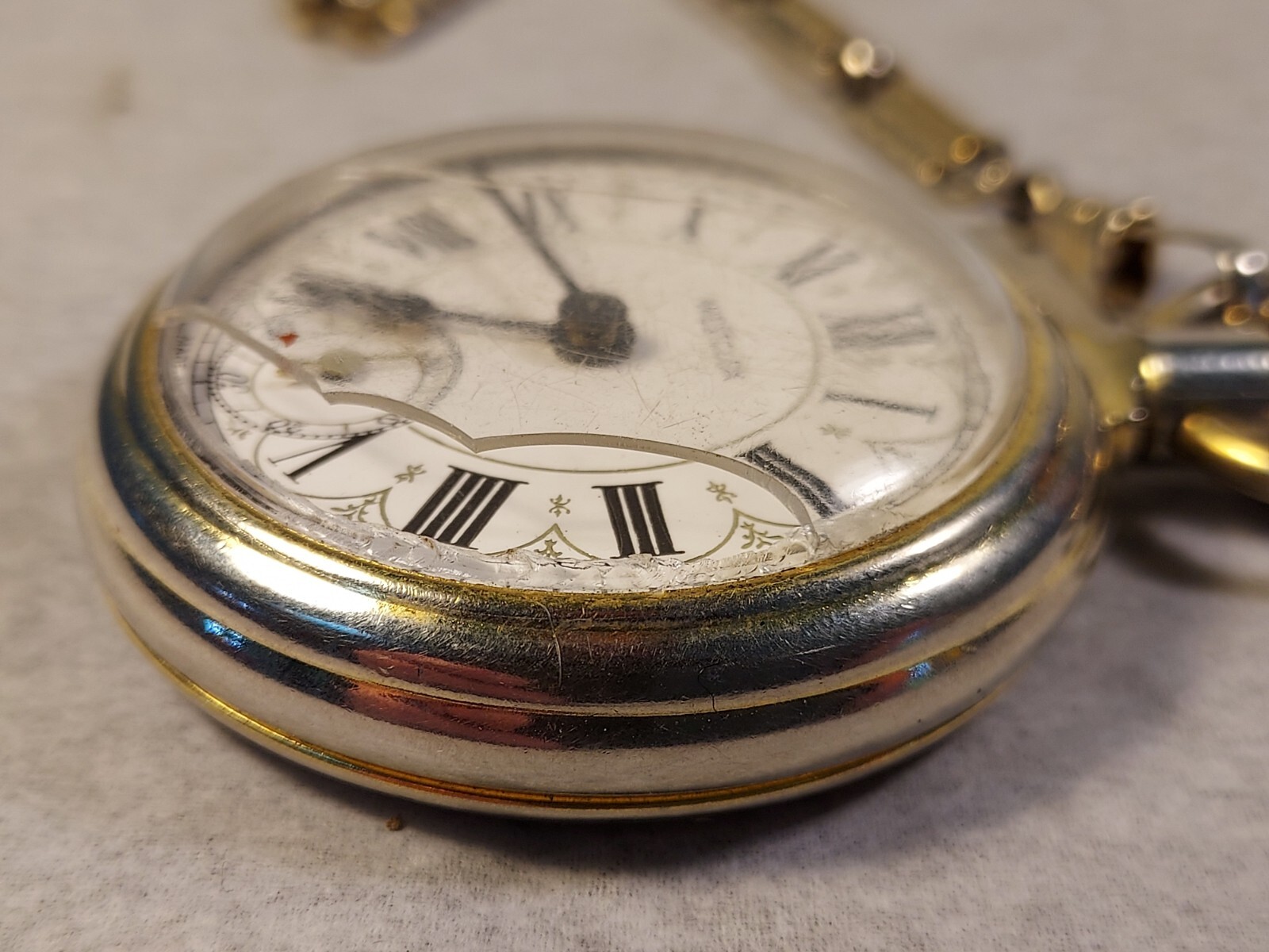 Vintage Westclox The Conductor Railroad Pocket Watch & Chain Mechanical ...