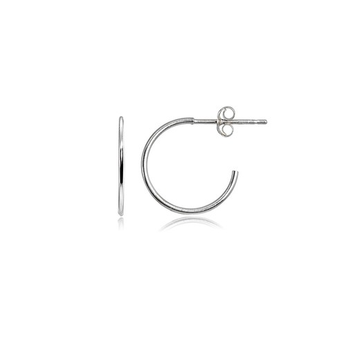 20mm Polished Open 1mm Thin Round Post Sterling Silver C-Hoop Earrings ...