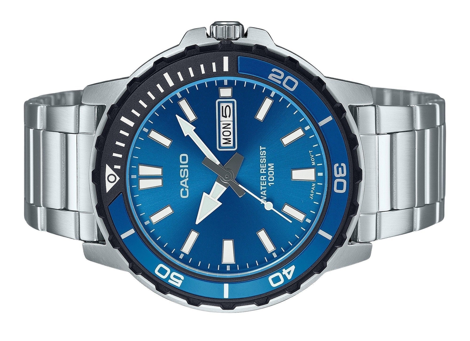 Casio Blue Dial Stainless Steel Japan Mov't Quartz MTD-125D-2A1V 100M ...