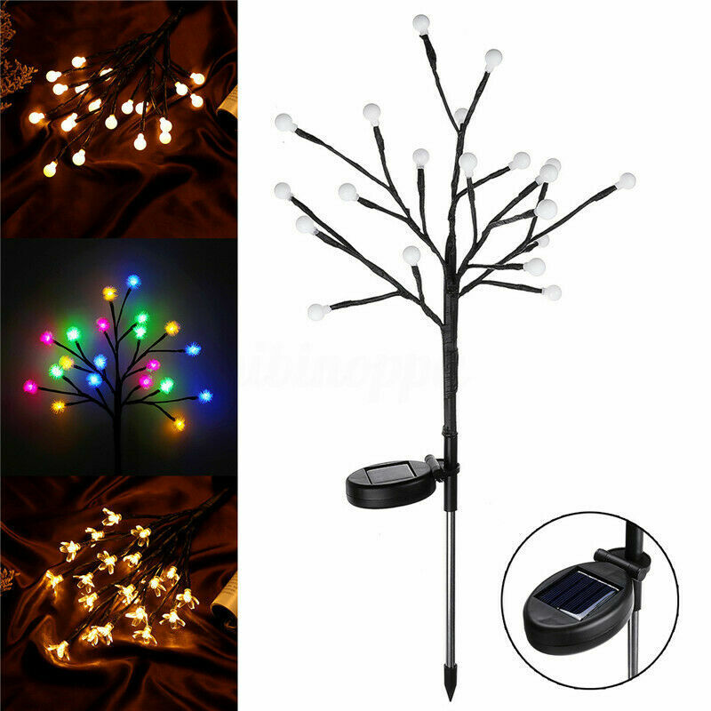 LED Solar Branch Flower Bloom Tree Stake Lights Outdoor Garden Patio ...
