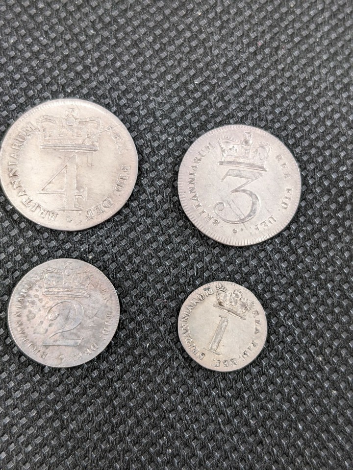 1820 George III Maundy Set 4d, 3d, 2d,1d Silver Coins EF Uncased M8202U ...