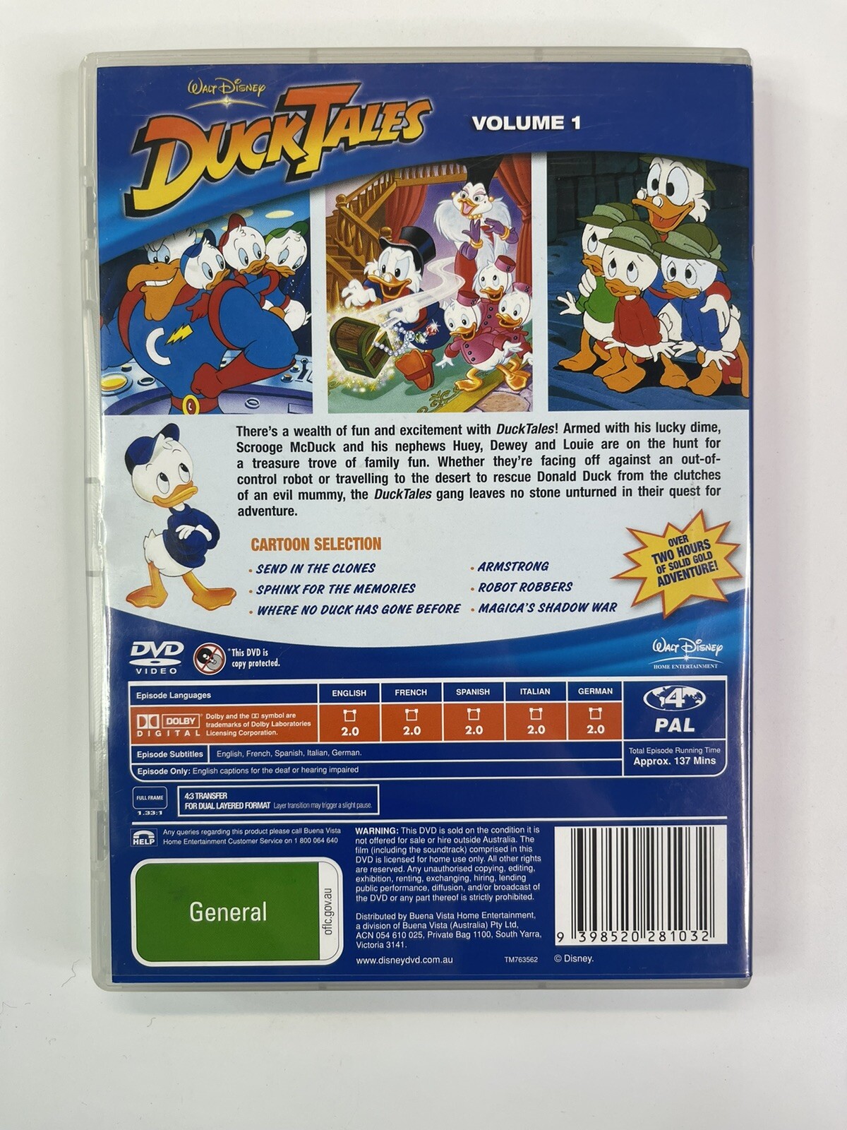 Ducktales Volume 1 2005 DVD Classic Movie Animated Family Film Walt ...