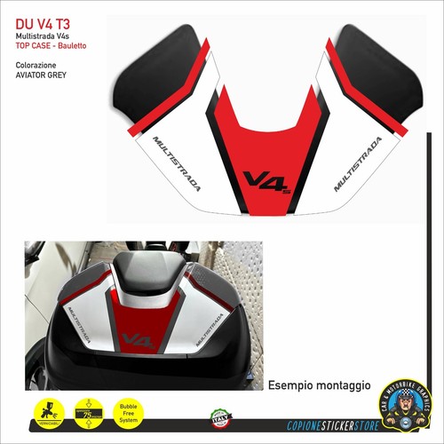 Stickers Kit Top Case Bauletto Aviator Grey for DUCATI Multistrada V4s ...