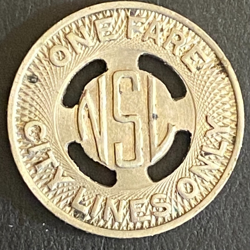 C.N.S. & M.R.R. Co. Waukegan, ILL G/F One Fare City Lines Transit Token ...
