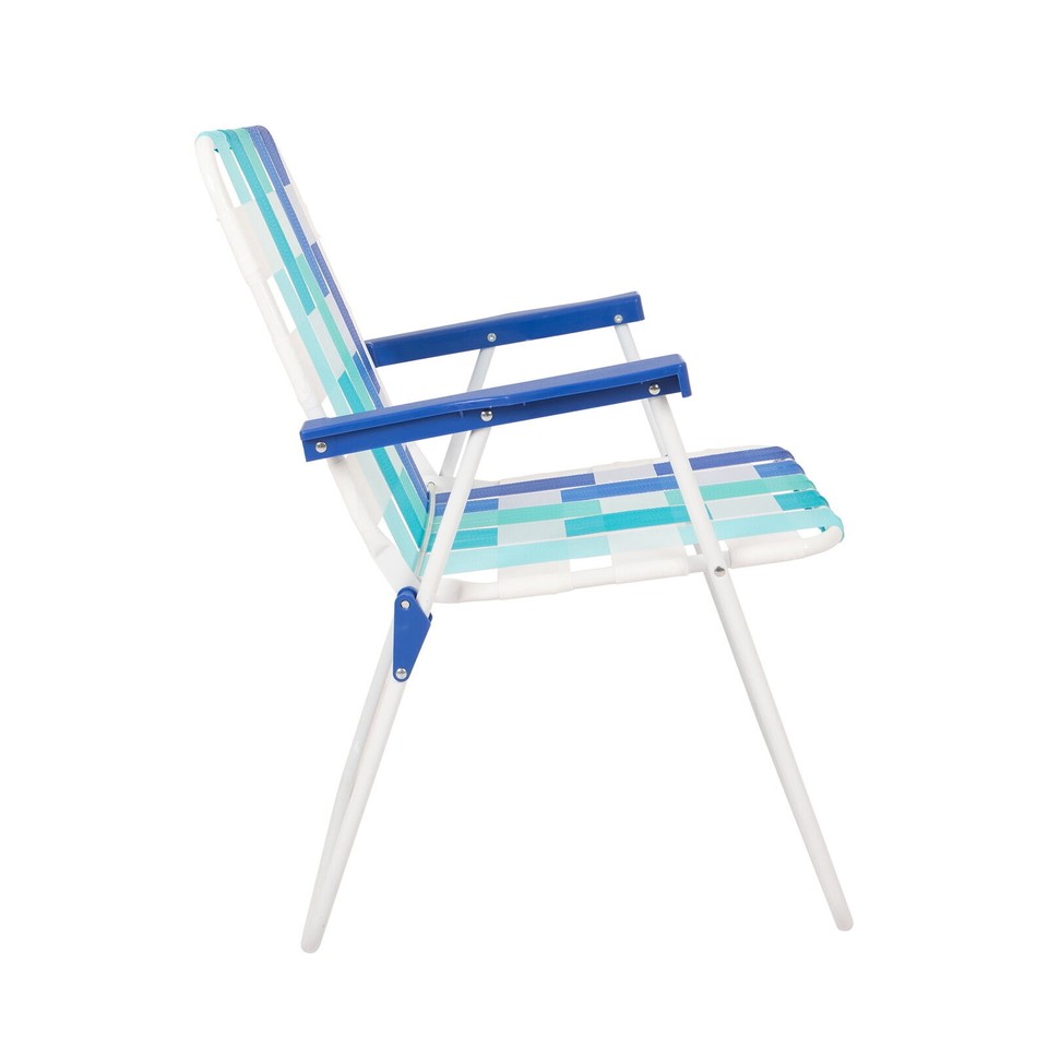 Patio Folding Beach Web Chair High Back Lawn Steel Frame Lightweight ...