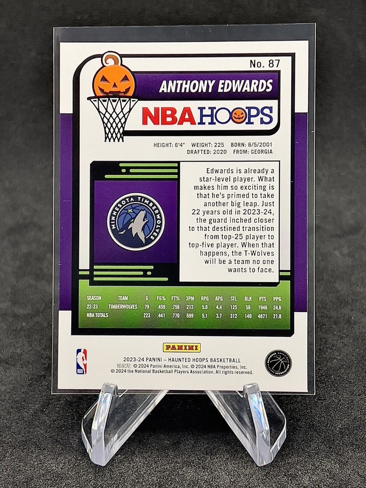 2023-24 Haunted Hoops ANTHONY EDWARDS #87 Slime Parallel Timberwolves ...