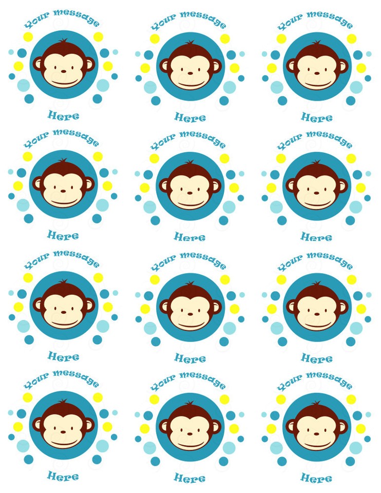 BLUE MOD MONKEY FACE Image Edible cake topper | eBay