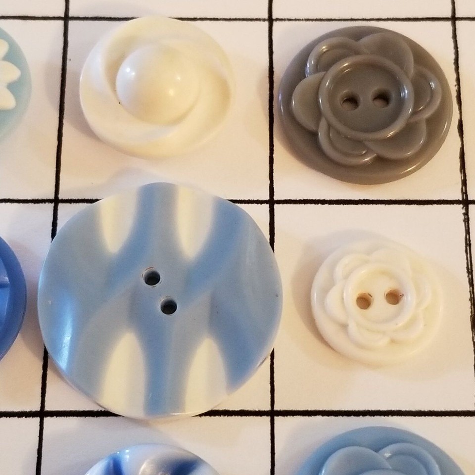 Collectible Vintage Plastic Buttons ~ COLT, 2-Tone, House Dress, Blue ...