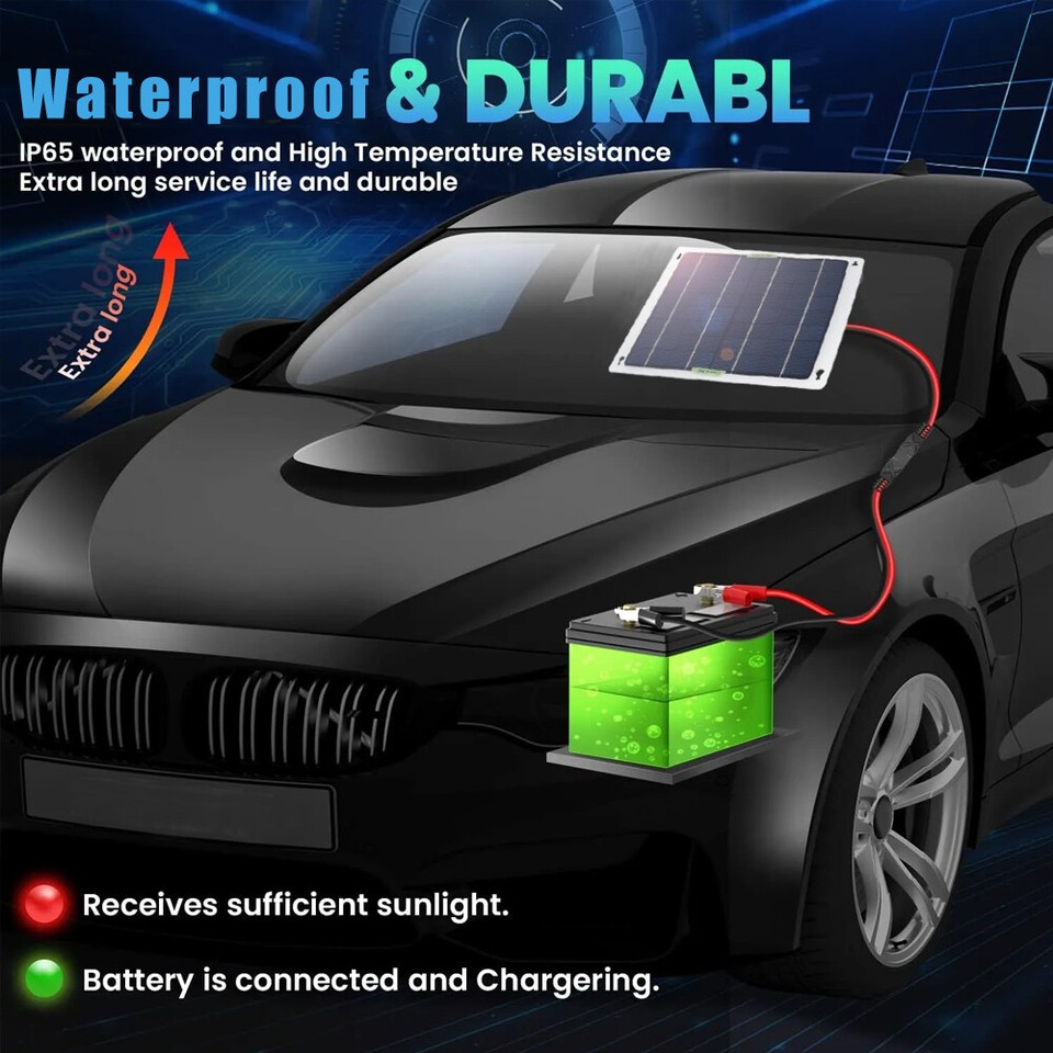 50W Solar Panel Trickle Battery Charger Maintainer For Car RV 12 Volt ...