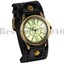 Retro Mens Womens Cool Punk Wrist Watch Wide Leather Band Bracelet Cuff ...
