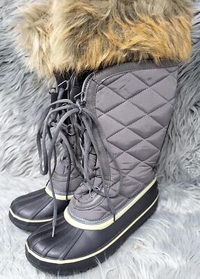 Arctic Ridge Women's Tall Winter Boots Lace Up Black/Gray #611-08/17 7M ...