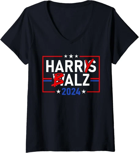 Funny Harris Walz 24 Harry Balz 2024 Democratics Vote Ladies' O-Neck ...