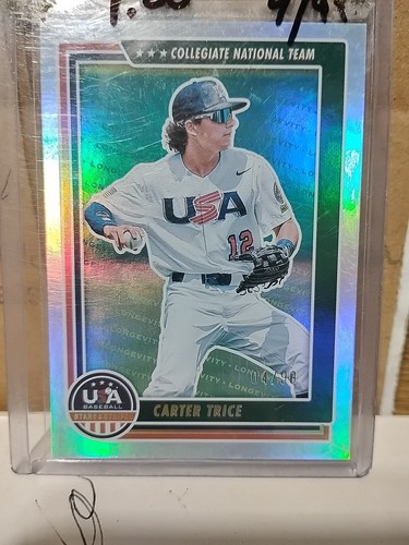 2022 Panini USA Baseball Stars & Stripes - Carter Trice #36 Holo Gold ...