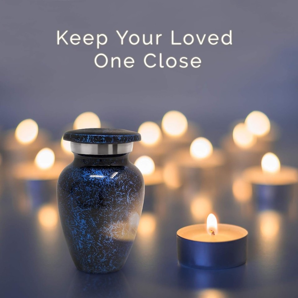 Portable Dark Blue Memorial Urn for Ashes – Elegant Tribute for Loved ...