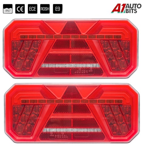 2X Led Rear Tail Lights Dynamic Indicator Truck Trailer 7 Function 12 ...
