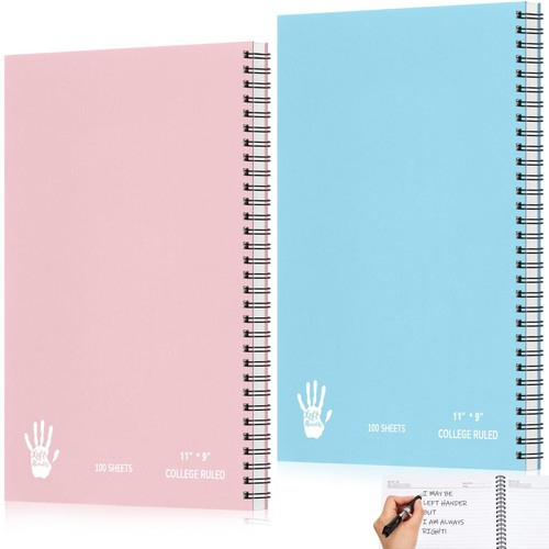 2 Pads Jumbo Left Handed Notebook 11" x 8.5" Lefty Wire Bound Notebooks ...