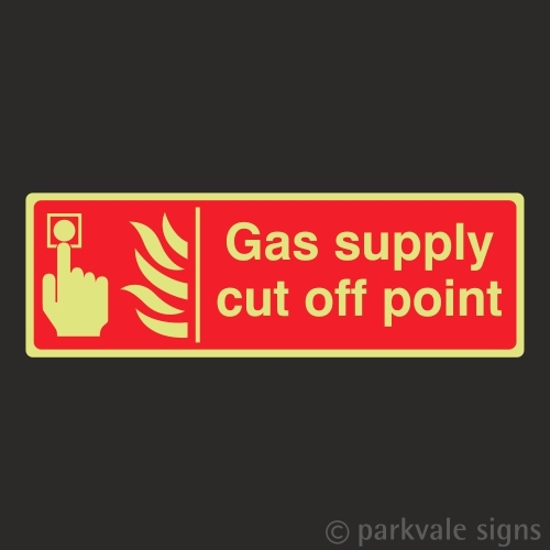 Photoluminescent Gas Supply Cut Off Point Glow In The Dark Sign | eBay UK