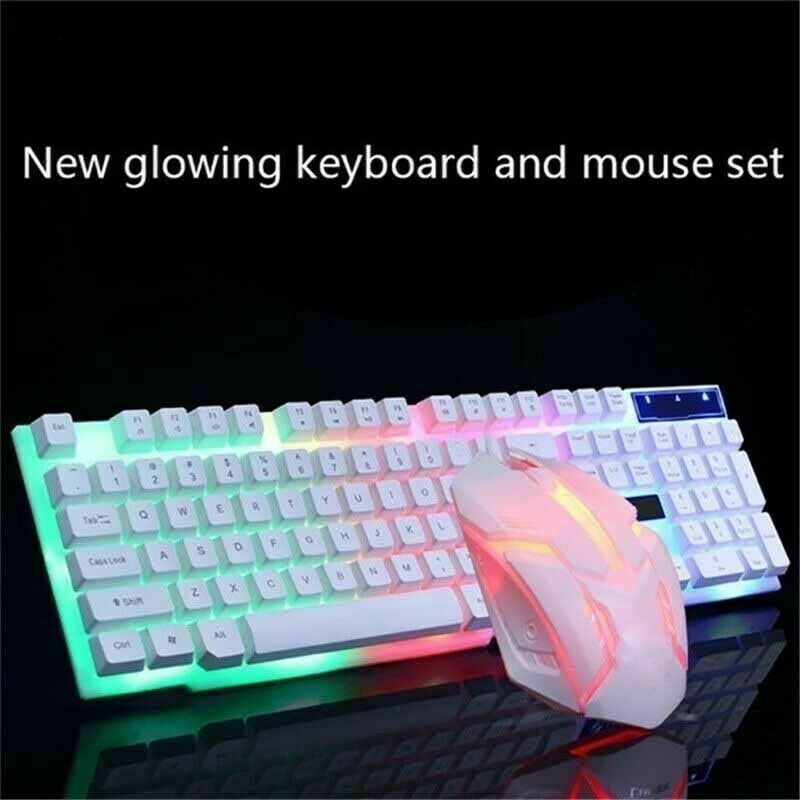 Computer Desktop Gaming Keyboard and Mouse Mechanical Feel Led Light ...