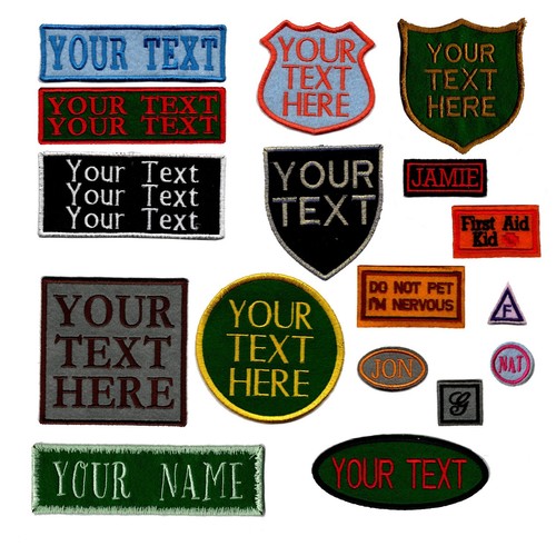 PERSONALISED EMBROIDERED NAME PATCHES BADGES IRON ON SEW ROLLED EDGE ...