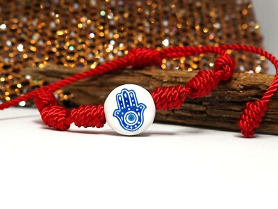 Bracelet Amulet Hands Of Fatima Ceramic Cord Red Plaited Nº 18 | eBay UK