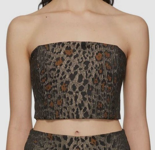 $110 Ksubi Women's Brown Leopard Print Strapless Crop Blouse Top Size M ...