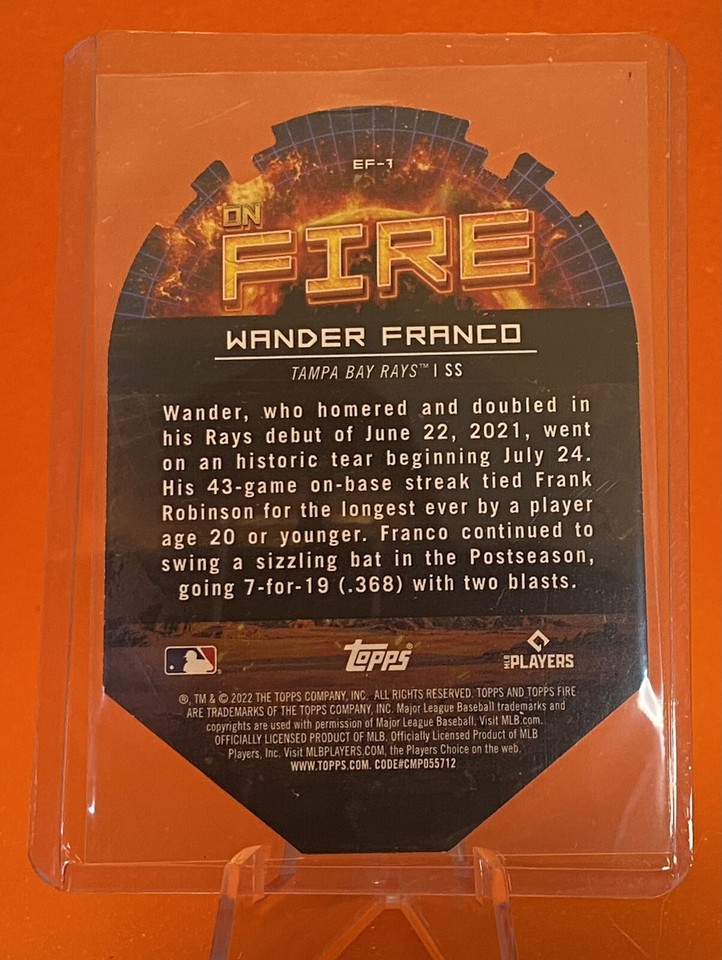 2022 Topps Fire On Fire Wander Franco RC Tampa Bay Rays #EF-1 | eBay